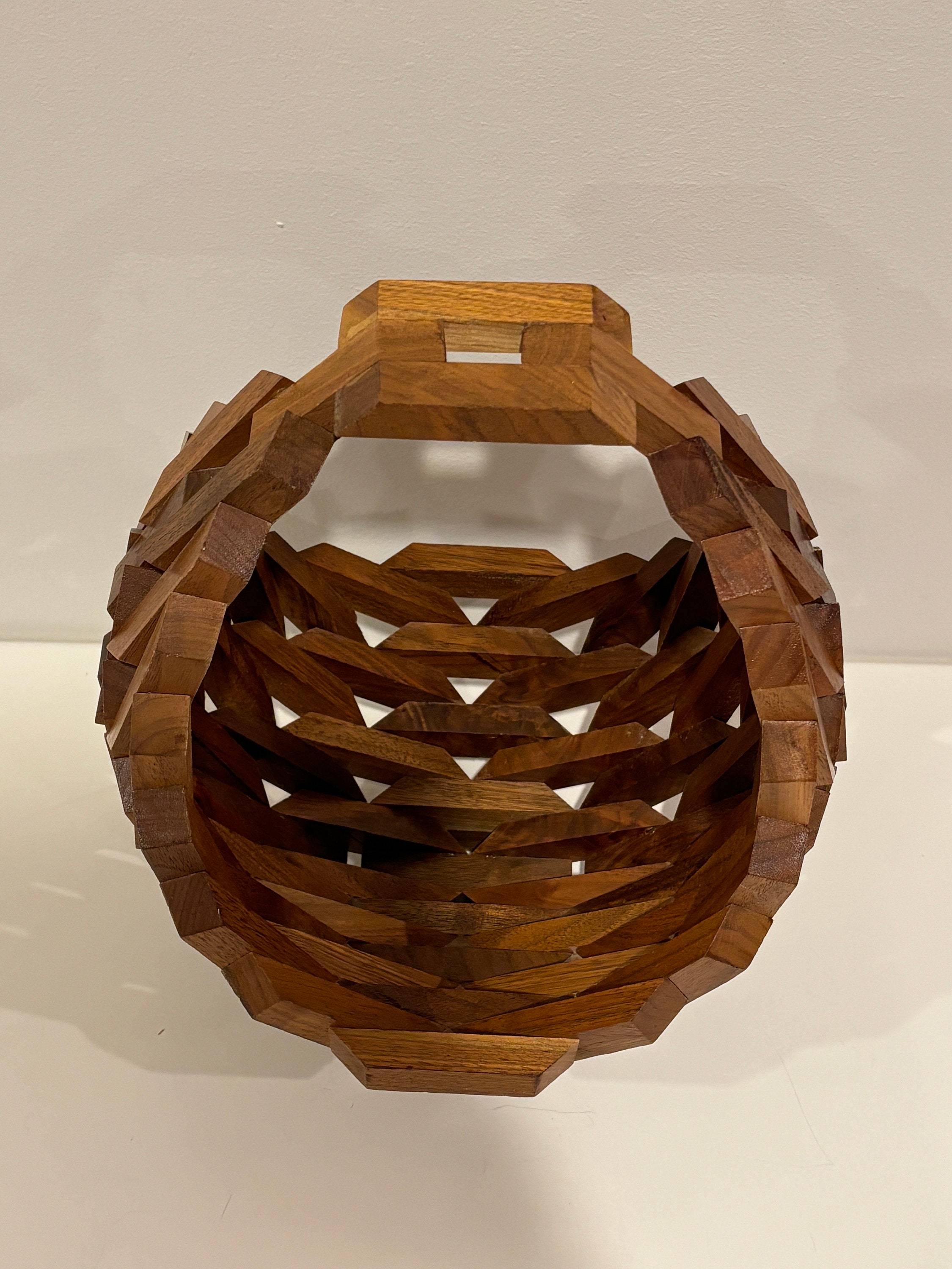 Vintage Wood Block Basket Wooden Basket Handled Basket Handmade Basket ...