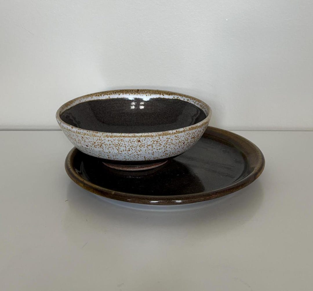 Handmade Pottery Bowl and Plate Set- Artist Signed- Free Shipping - Etsy