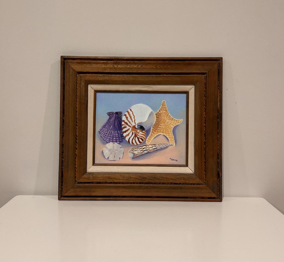 Framed Original Still Life Sea Shell Oil Painting-beach Oil Painting ...