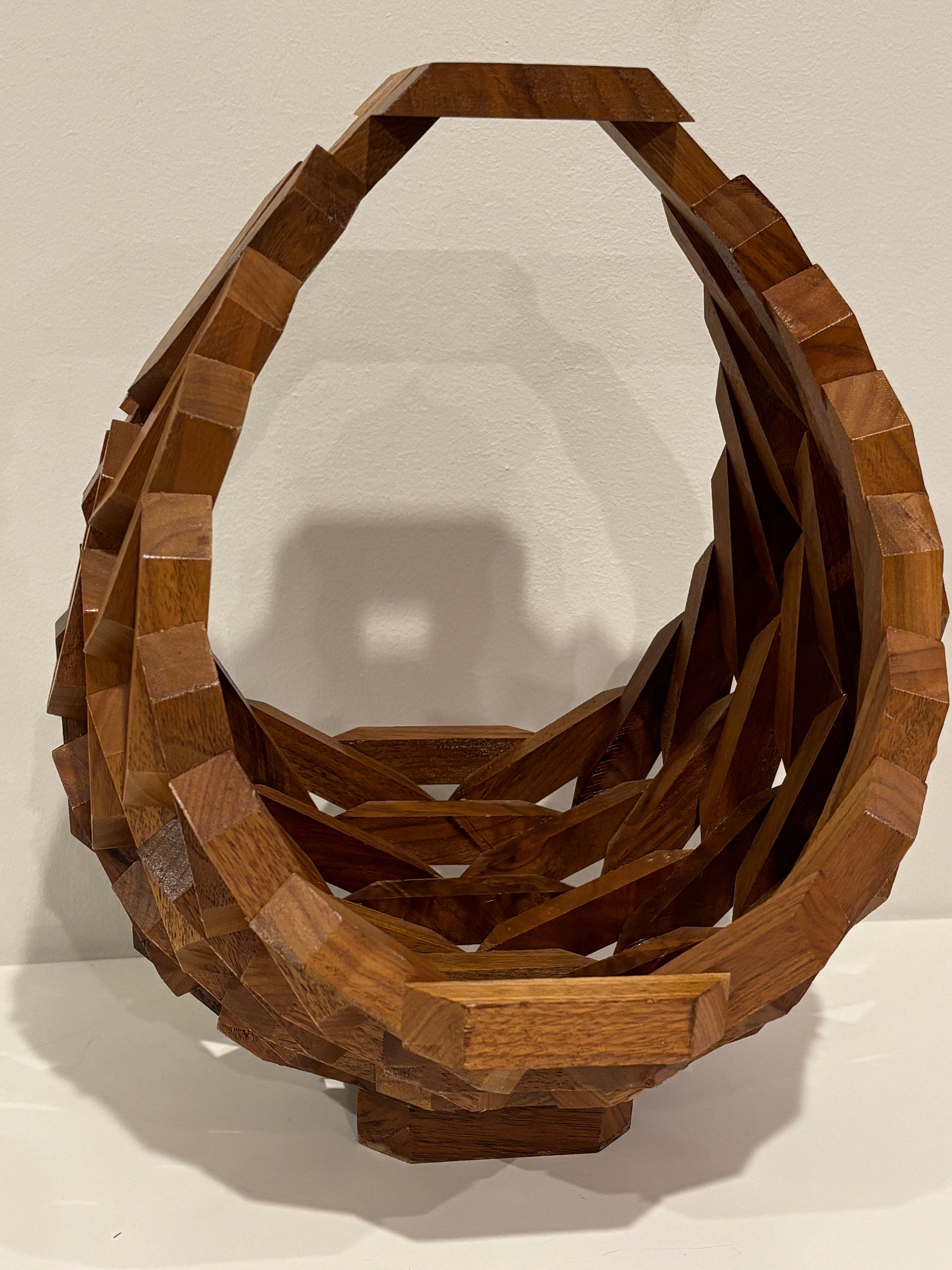 Vintage Wood Block Basket- Wooden Basket- Handled Basket- Handmade ...