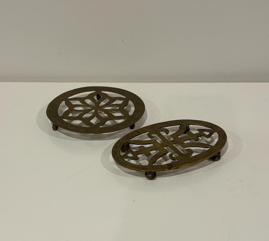 Vintage Brass Trivets Hot Plates Gold Trivets Free Shipping - Etsy
