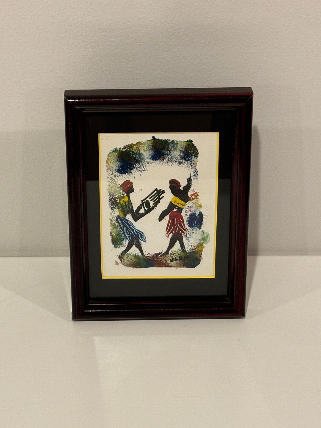 Original Framed Oil Painting of People Artist Signed Oku People of ...