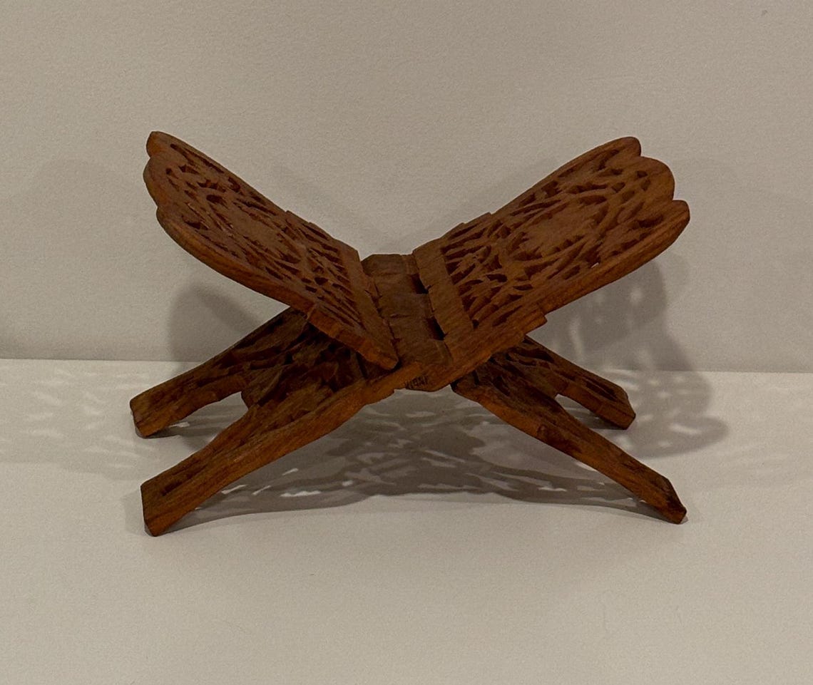 Vintage Wooden Book Holder- Wood Book Holder- Collapsible Book Stand ...