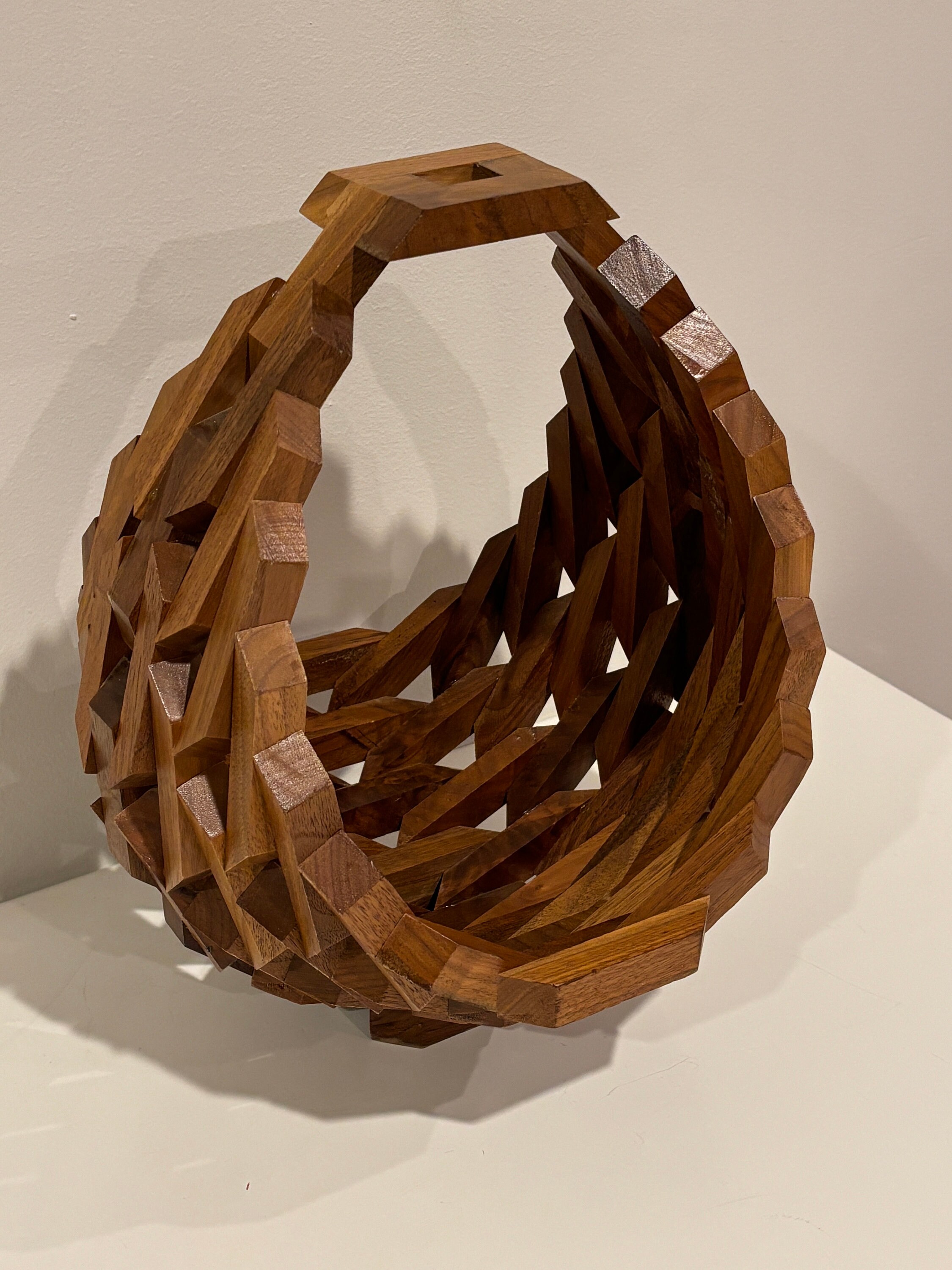 Vintage Wood Block Basket- Wooden Basket- Handled Basket- Handmade ...