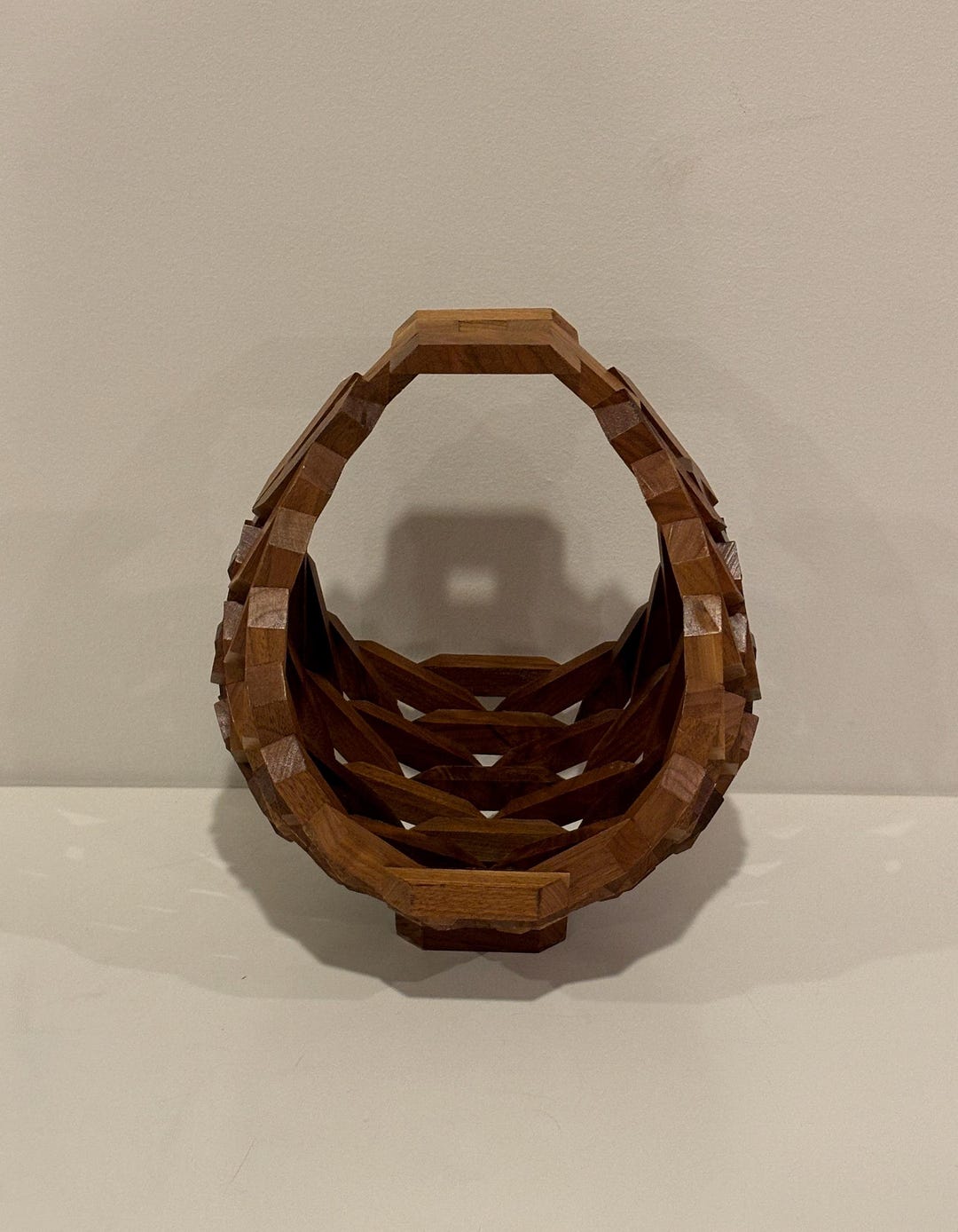 Vintage Wood Block Basket- Wooden Basket- Handled Basket- Handmade ...