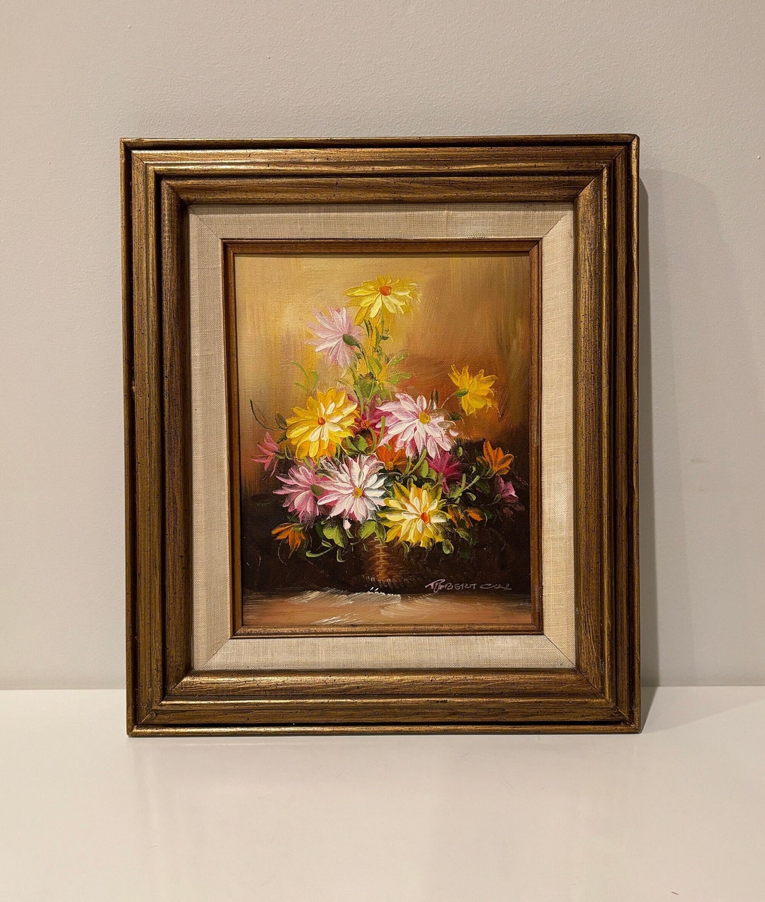 Original Still Life Floral Oil Painting Vintage Artist Signed Robert ...