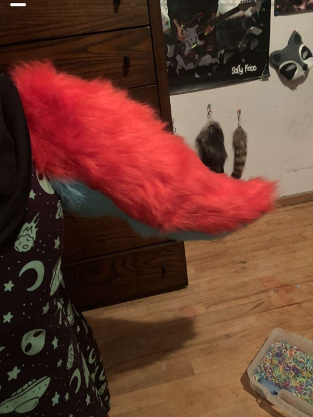Red and Blue Furry Fursuit Tail - Etsy