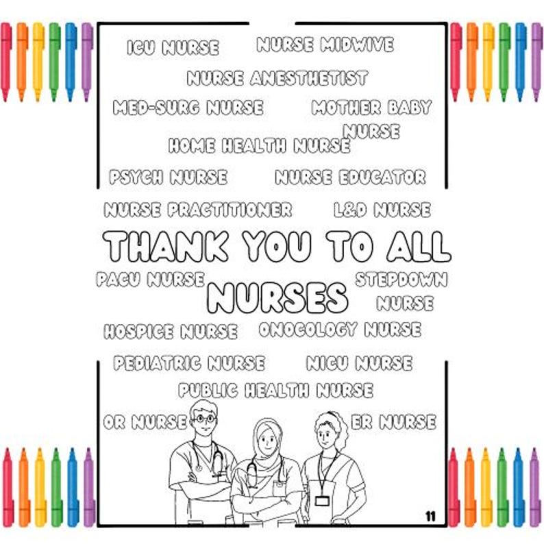 12 Printable Fun Nurse Coloring Book - Etsy