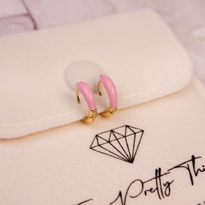 Pink Hoop Earrings · Simple Minimalist Pink Hoop Earrings · Pink and ...