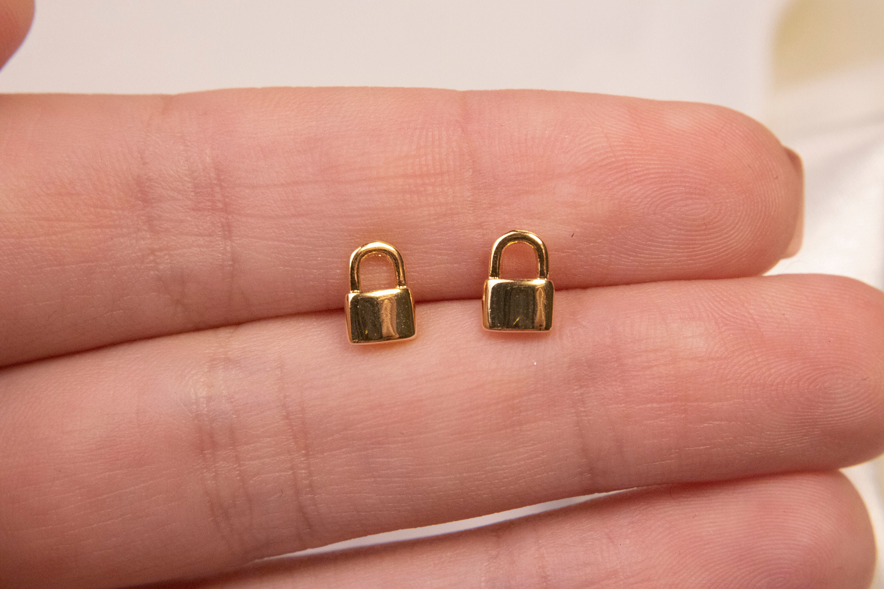 Lock Stud Earrings · Small Lock Earrings · Tiny Padlock Stud Gold or ...