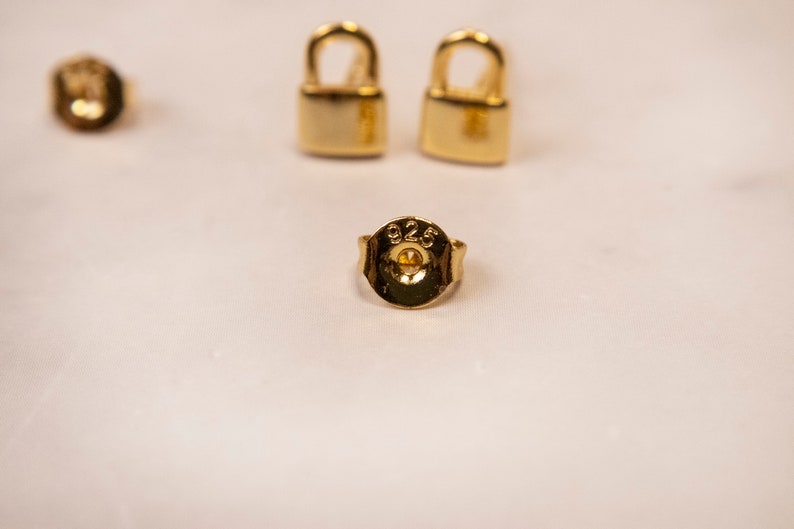 Lock Stud Earrings · Small Lock Earrings · Tiny Padlock Stud Gold or Silver Earrings · 925 ...