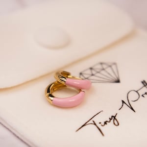 Pink Hoop Earrings · Simple Minimalist Pink Hoop Earrings · Pink and ...