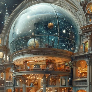 Steampunk Astronomy Wall Art, Cutaway Fantasy Observatory Poster, Retro ...