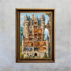 Enchanted Castle Cutaway Print, Fairytale Landscape Art, Fantasy ...