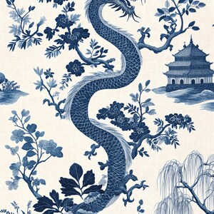 Chinoiserie Wall Art, Blue & White Asian Style Decor, Elegant Artwork ...