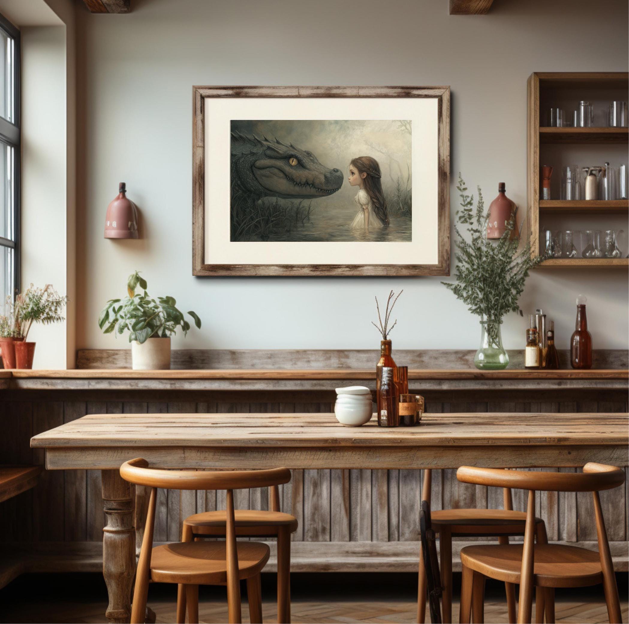 Whimsical Girl With Alligator Print, Fantasy Swamp, Children's Room ...