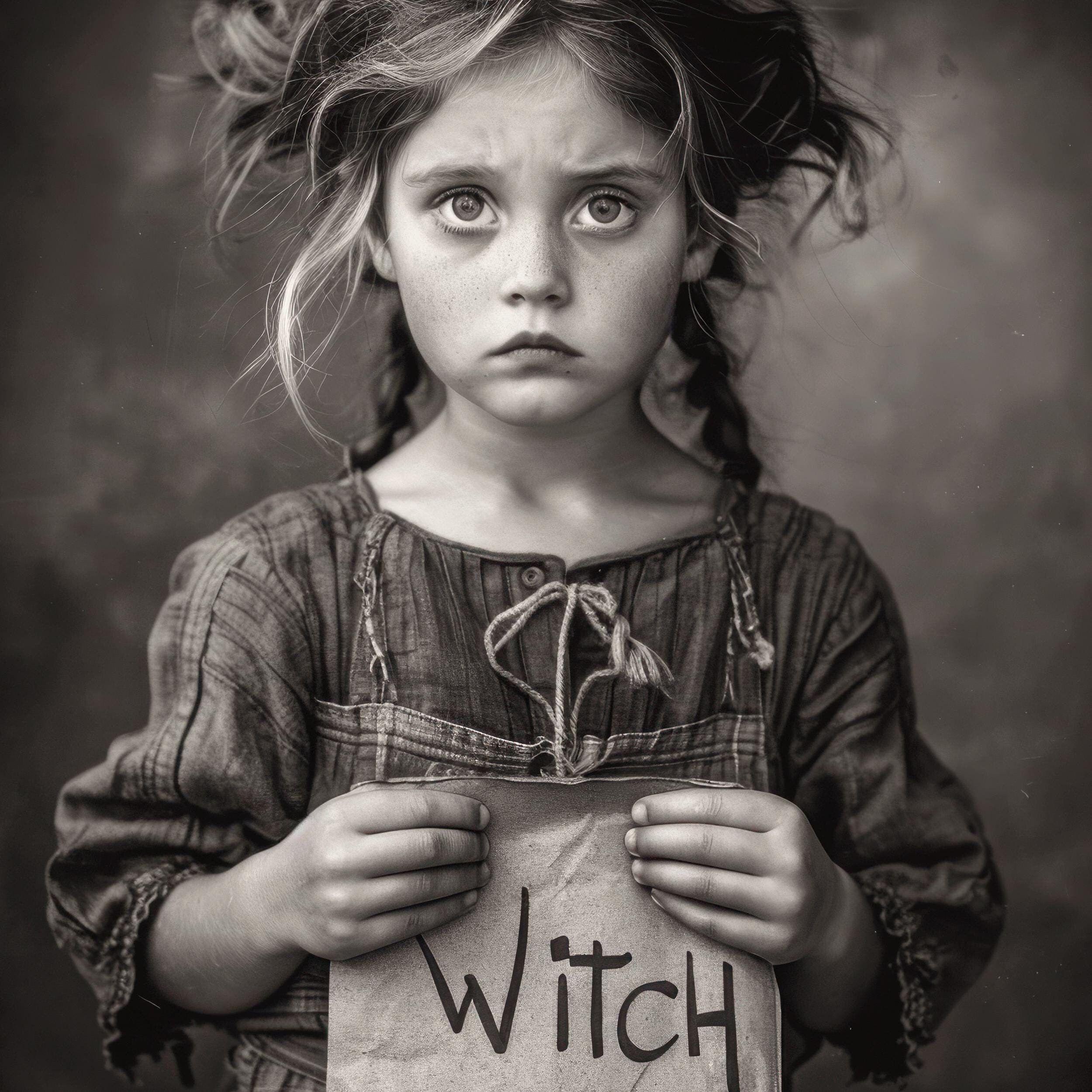 Vintage Gothic Wall Art, Witch Girl Photo, Historical Print, Halloween ...