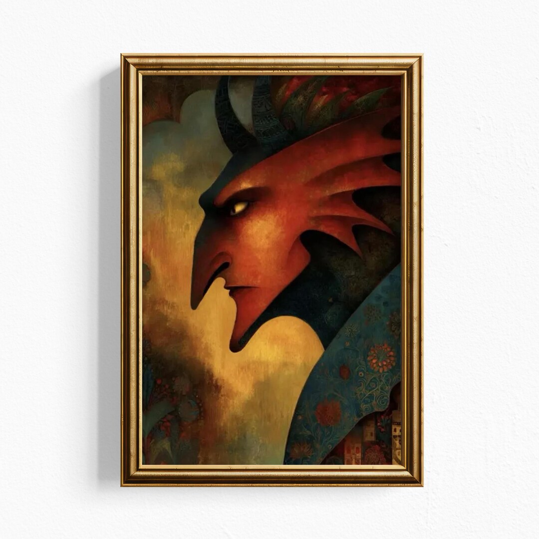 Gothic Demon Wall Art – Dark Fantasy Print, Occult Surreal Illustration ...