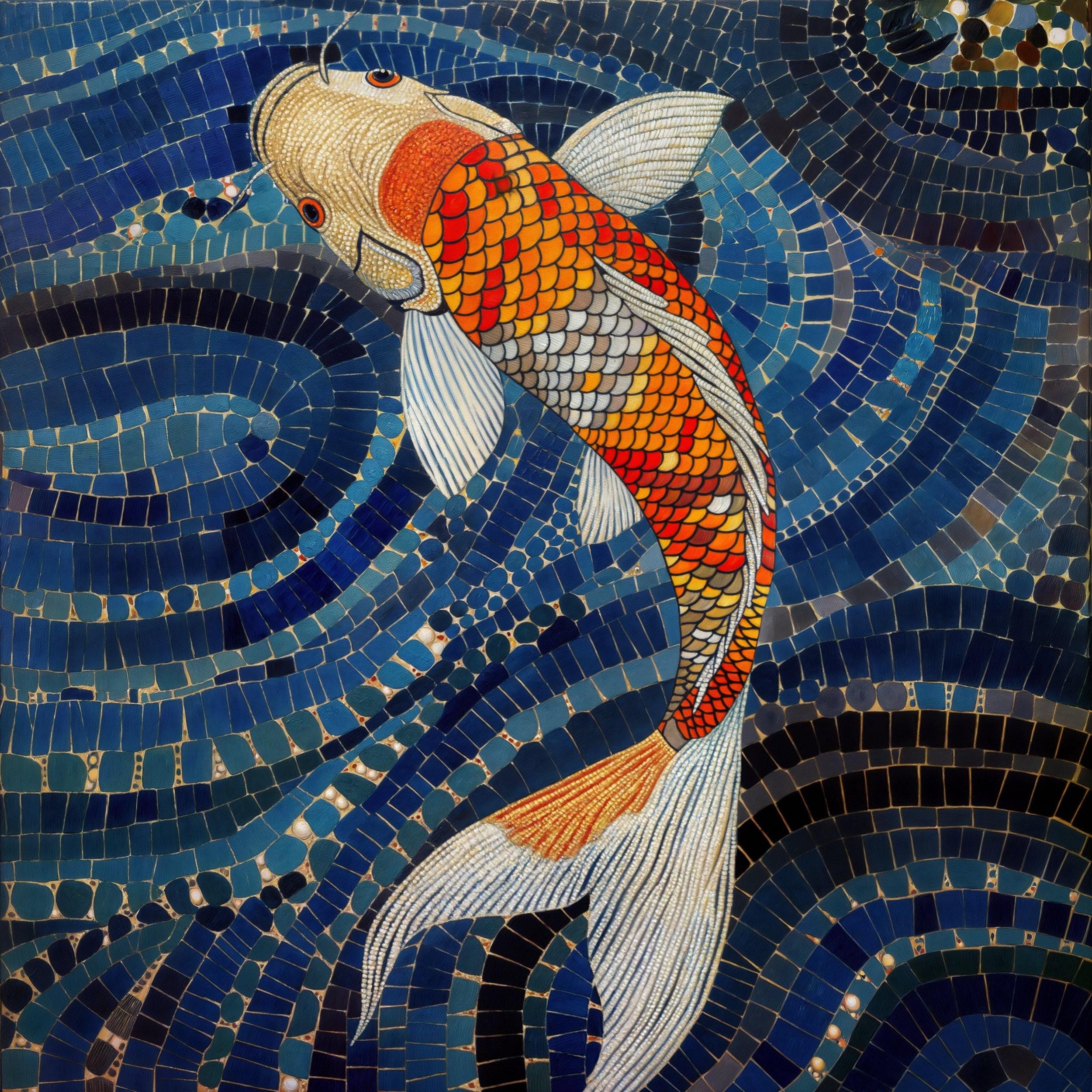 Koi Fish Mosaic Patterns Printable