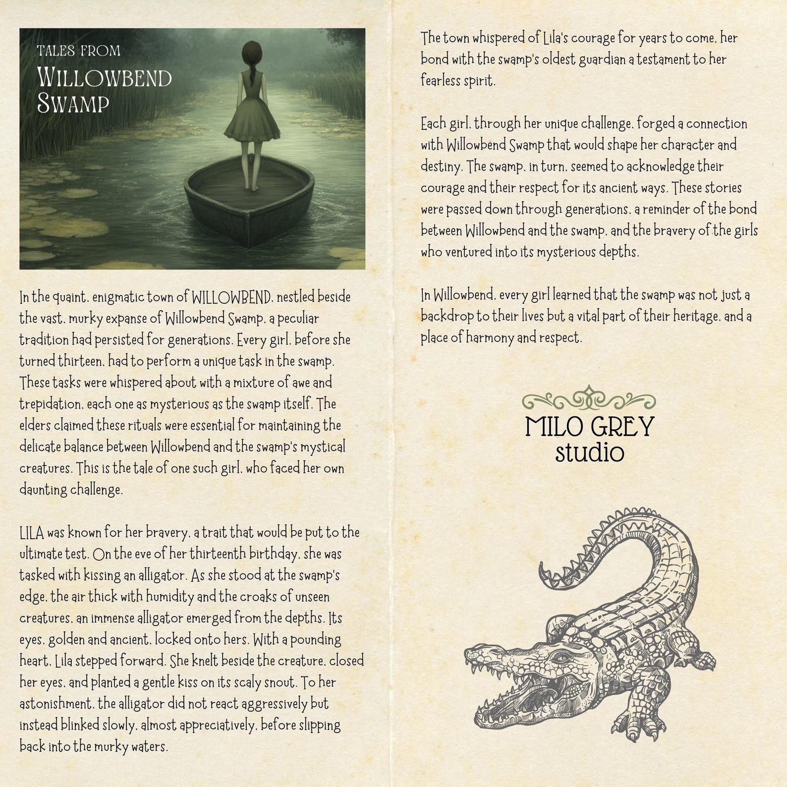 Whimsical Girl With Alligator Print, Fantasy Swamp, Children's Room ...