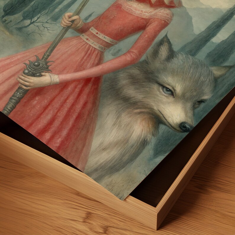 Gothic Princess and Wolf Art Print, Whimsical Fantasy Art, Mysterious ...