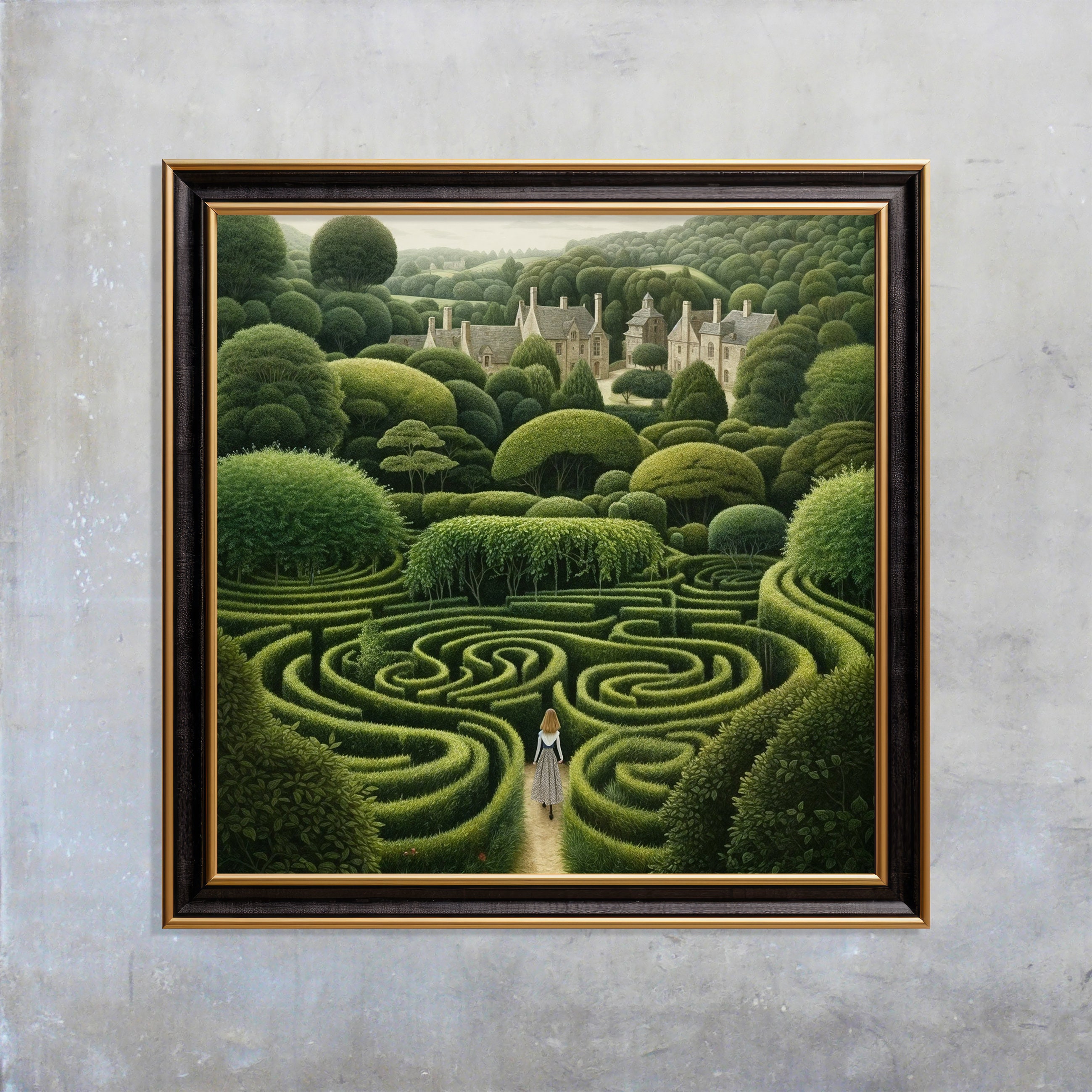 Enchanting Garden Maze Print, Lush Green Landscape, Fantasy Wall Art ...