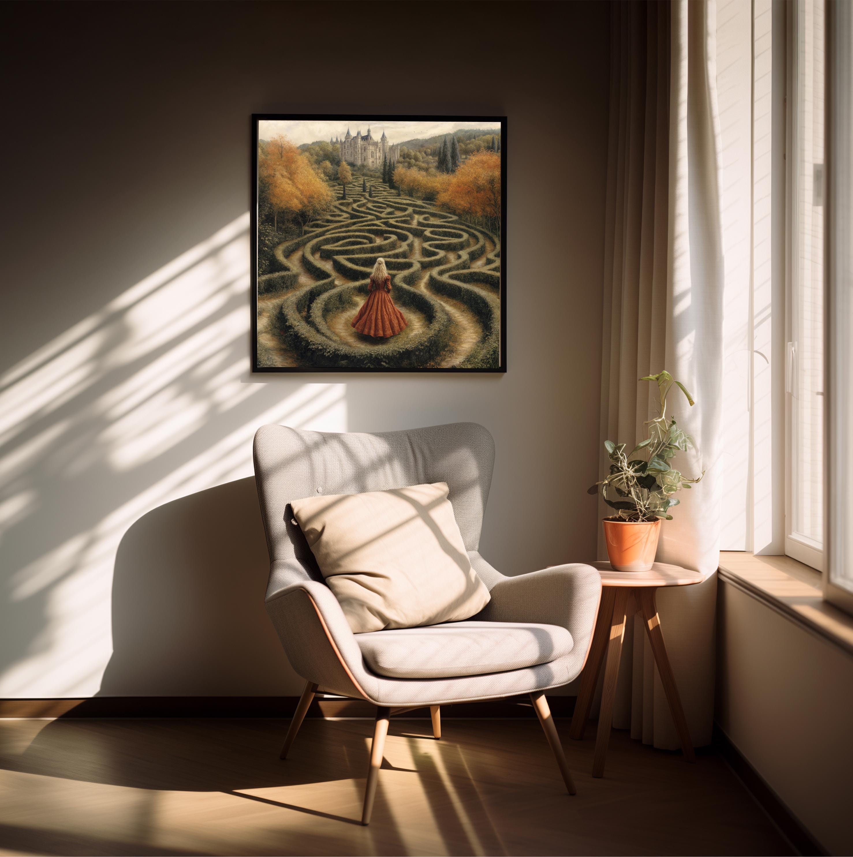 Fantasy Maze Wall Art, Medieval Maze Print, Gothic Architecture Wall ...