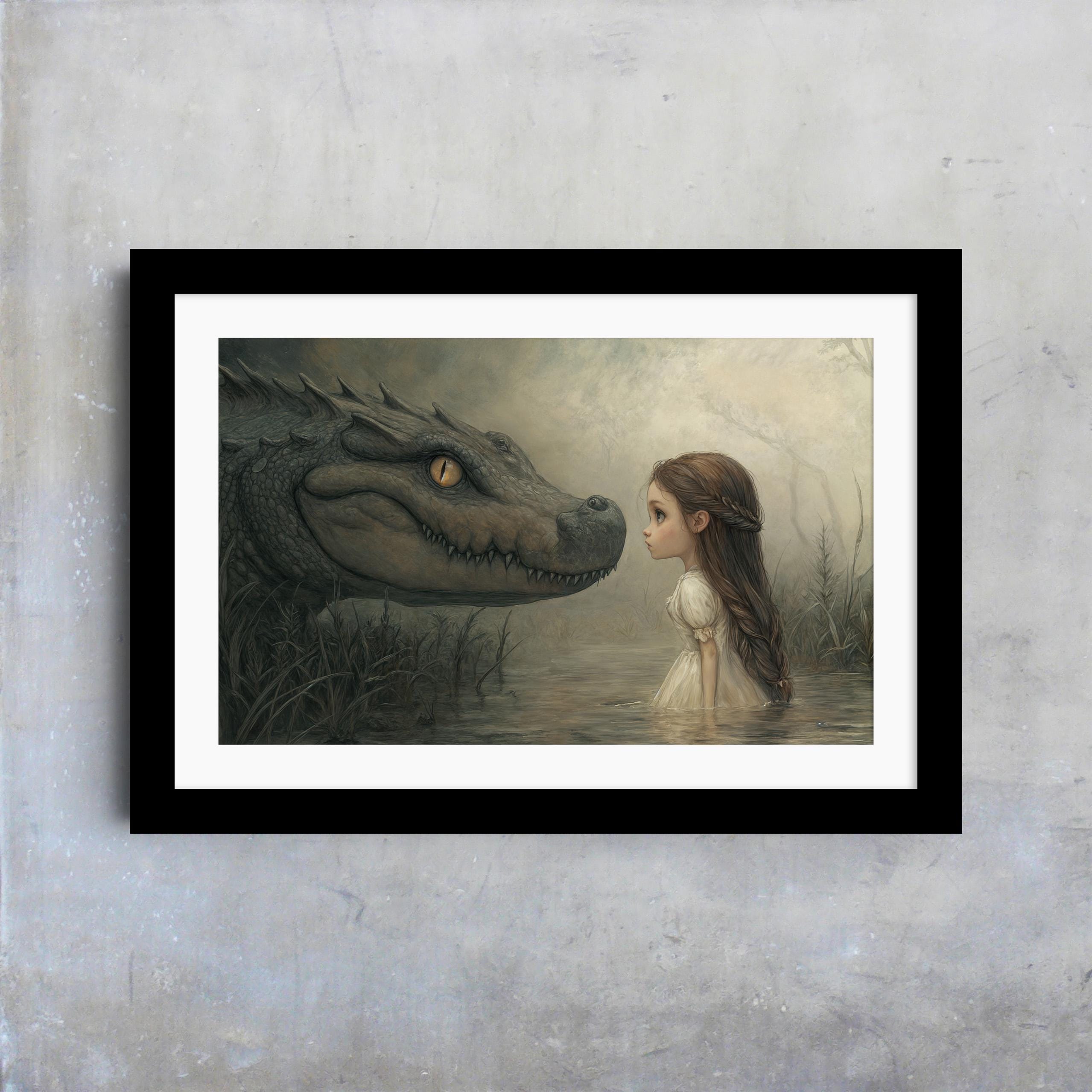 Whimsical Girl With Alligator Print, Fantasy Swamp, Children's Room ...