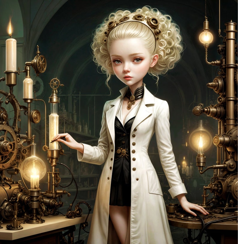 Victorian Style Steampunk Decor Intriguing Scientist Art Print Gothic ...