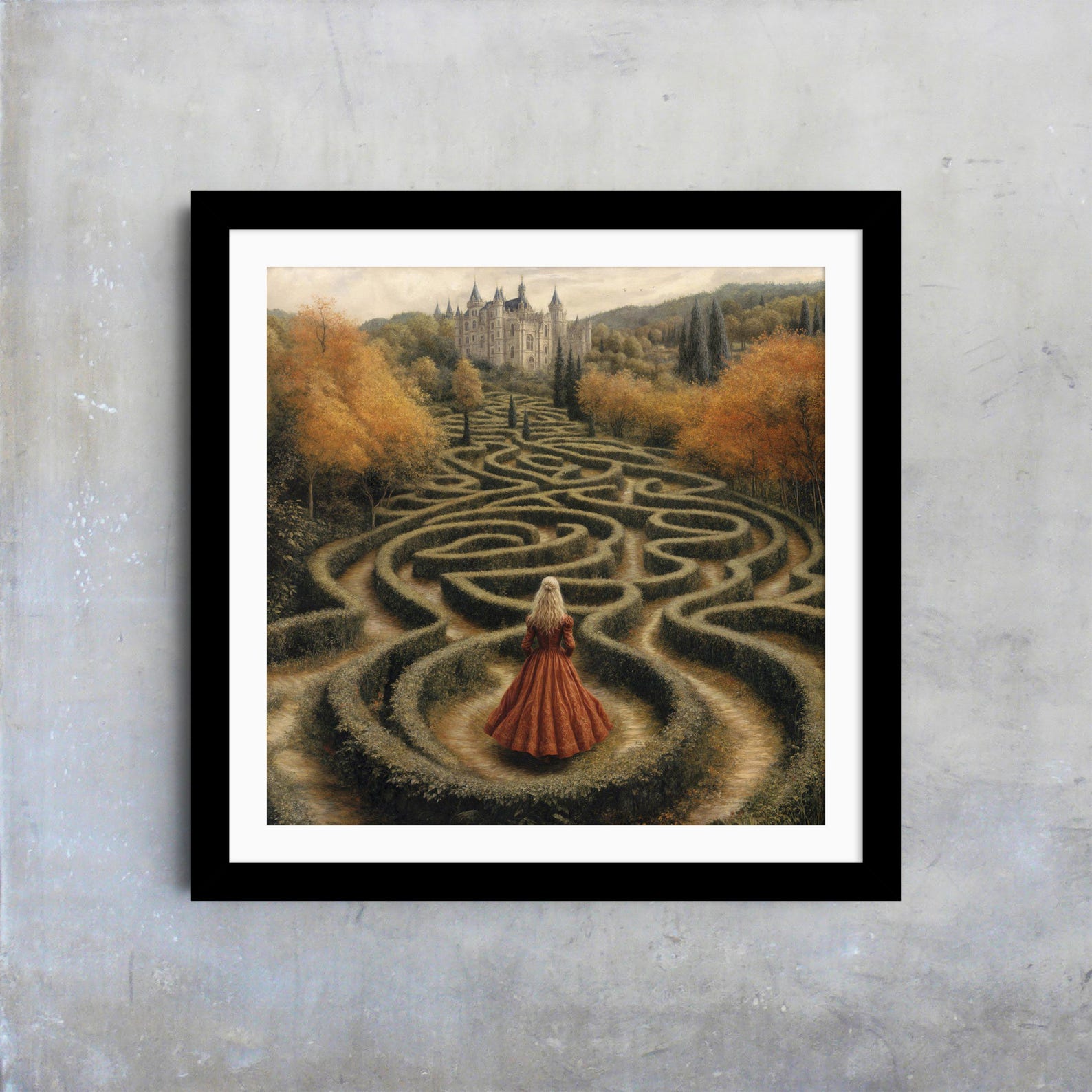 Fantasy Maze Wall Art, Medieval Maze Print, Gothic Architecture Wall ...