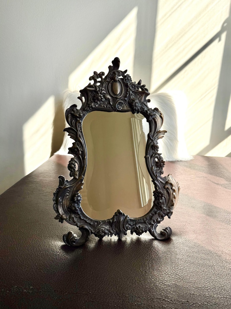 Antique Bronze Rococo Style French Big Table and Makeup Mirror From the ...