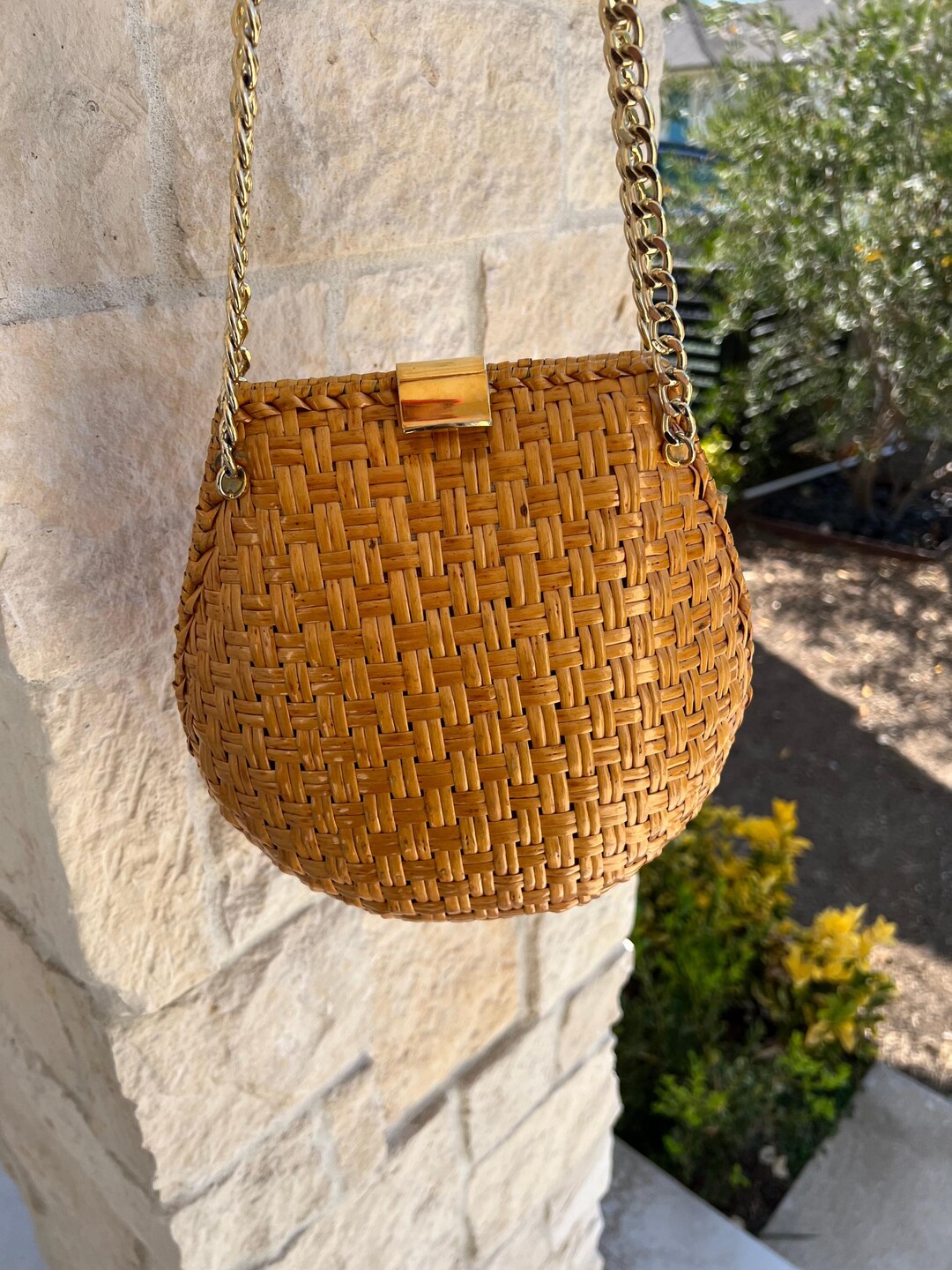 RODO Made in Italy Vintage Glazed Wicker Mustard Yellow Purse and ...