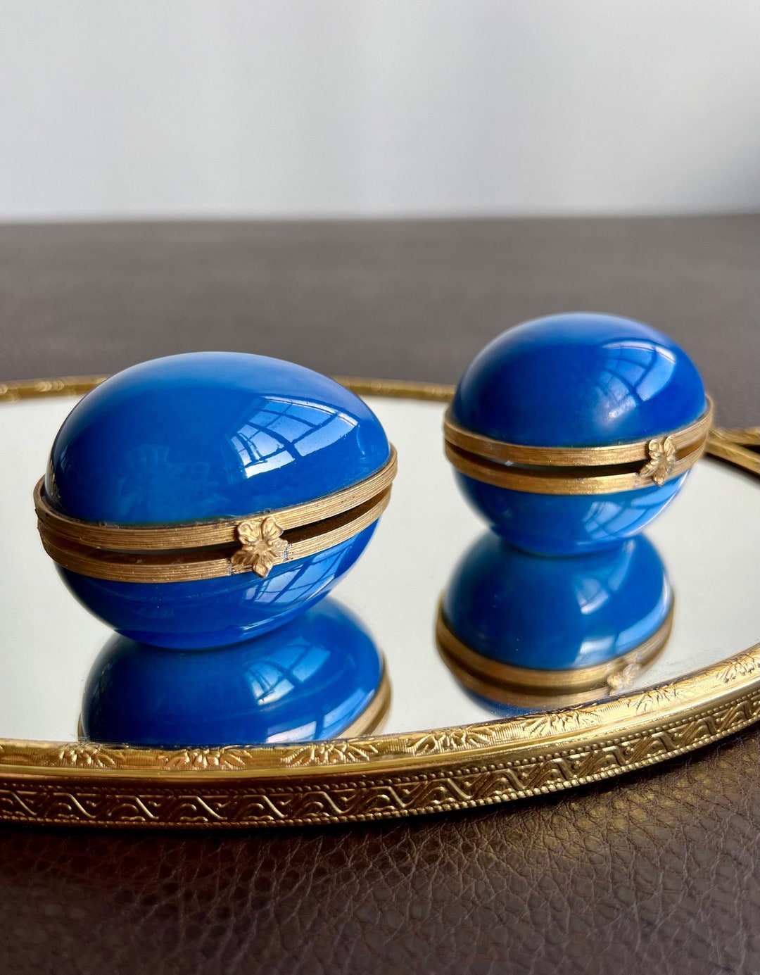 Navy Blue Vintage Limoges Porcelain Eggs Trinket Box 2 Pc - Etsy