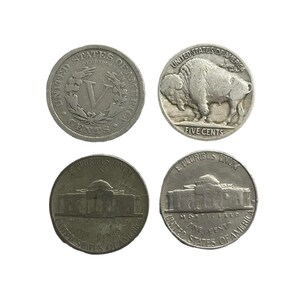 Vintage US Nickel Coin Collection: Liberty, Buffalo, War, Jefferson - Etsy