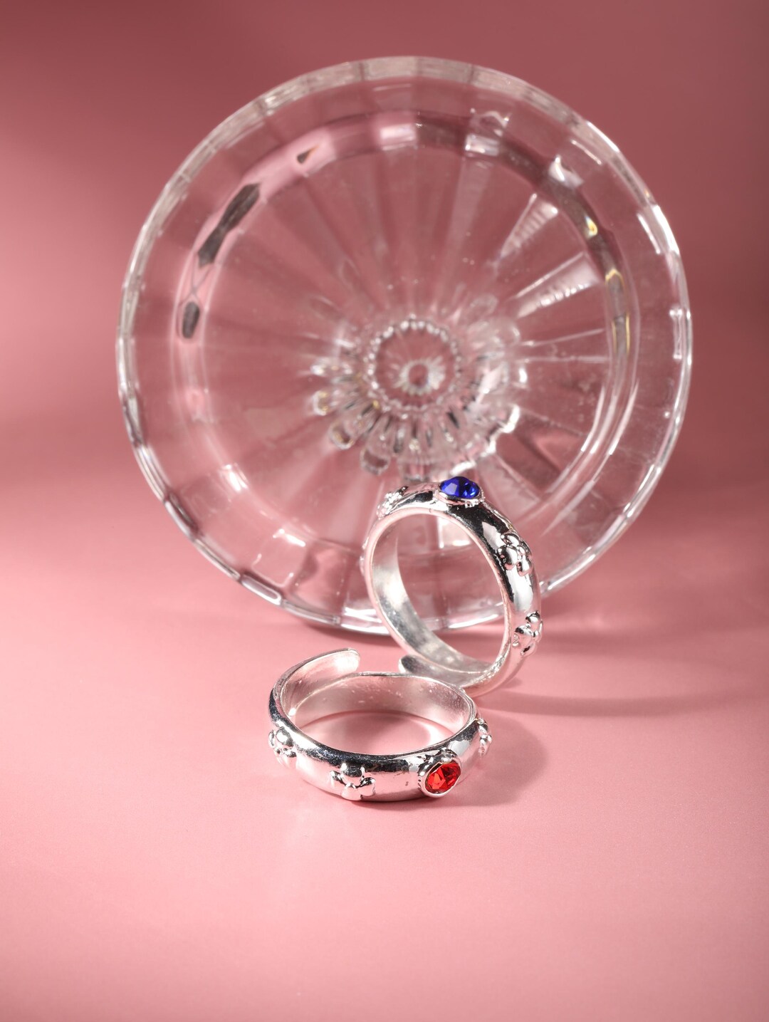 Couple Rings Set howls Ring-hmc Inspired-anime Rings-red Gem Ring, Blue ...