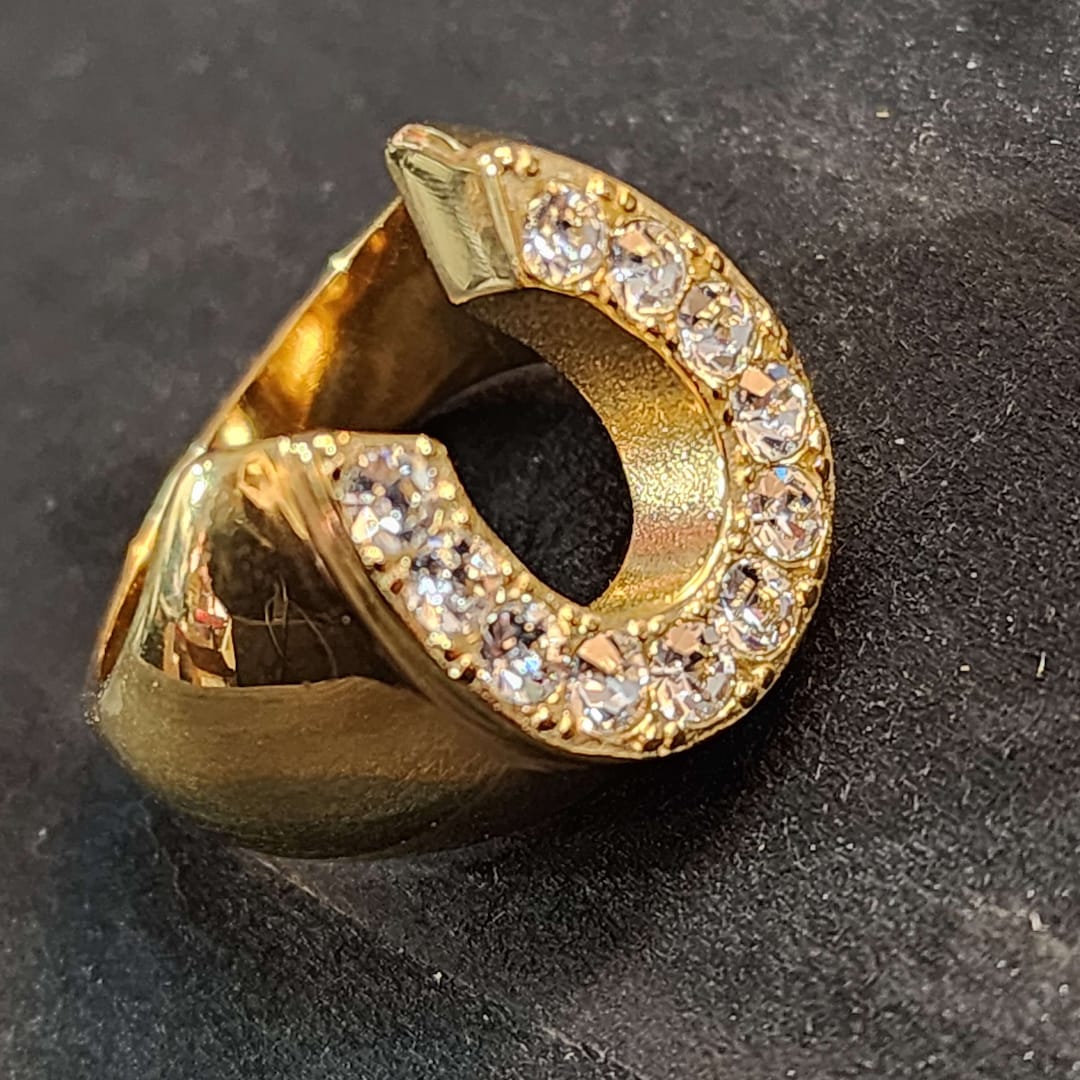 Mens Gold Plated Ring Horseshoe Ring, Statement Ring, Good Luck Ring ...