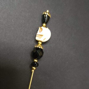 Skull 6 Inch Black Hat Pin, Sturdy Stick to Use With Cap Clutch ...