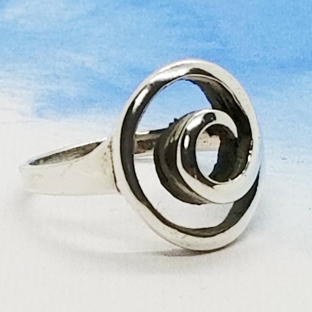 925 Spiral Ring Mens Womens Unisex Vintage Sterling Silver Ring ...