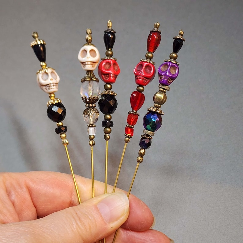Skull 6 Inch Hat Pin, Sturdy Stick to Use With Cap Clutch, Halloween ...
