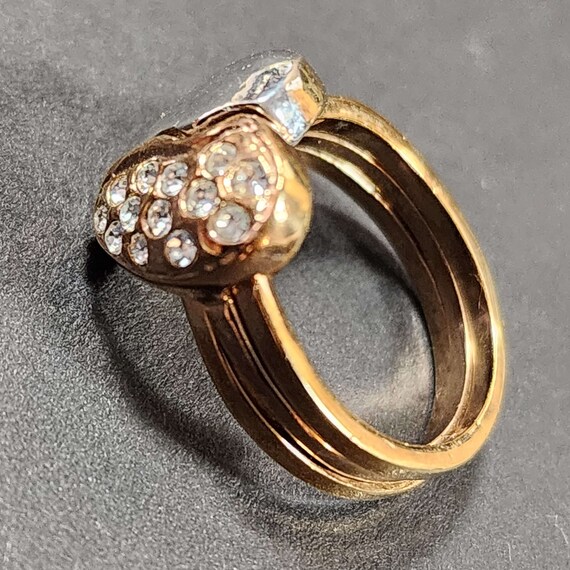 Vintage Size 5 Two Piece Interlocking Heart Ring Two … - Gem