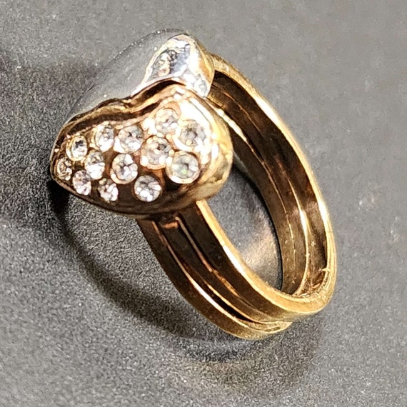 Vintage Size 5 Two Piece Interlocking Heart Ring Two … - Gem