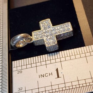 Small 3D Vintage Sterling Silver Cross Pendant, Clear CZ Jewelry ...