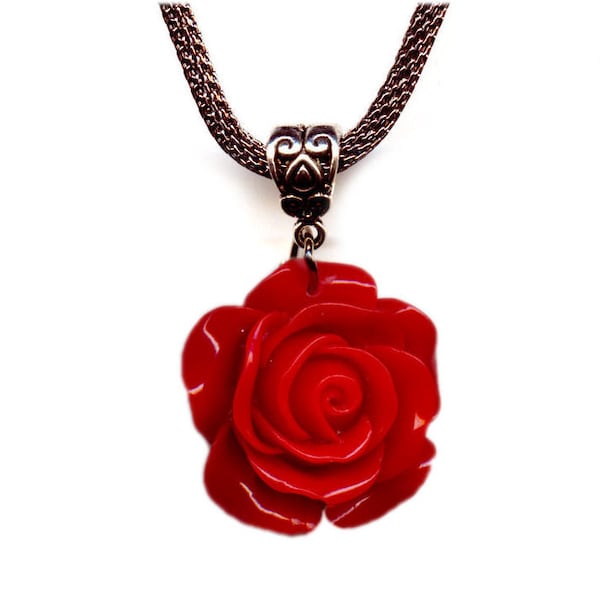 Red Rose Necklace - Etsy