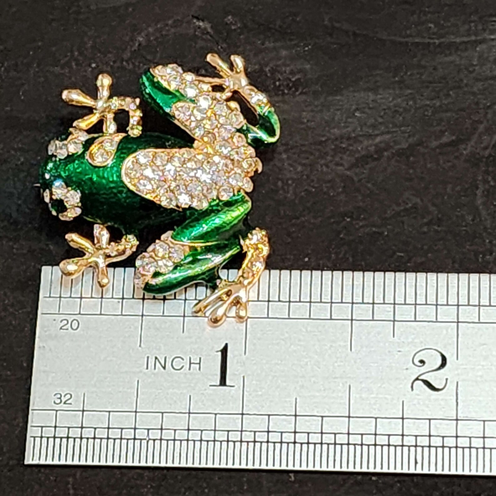 Small Green Frog Brooch, Gold Frog Lapel Pin With Rhinestones - Etsy