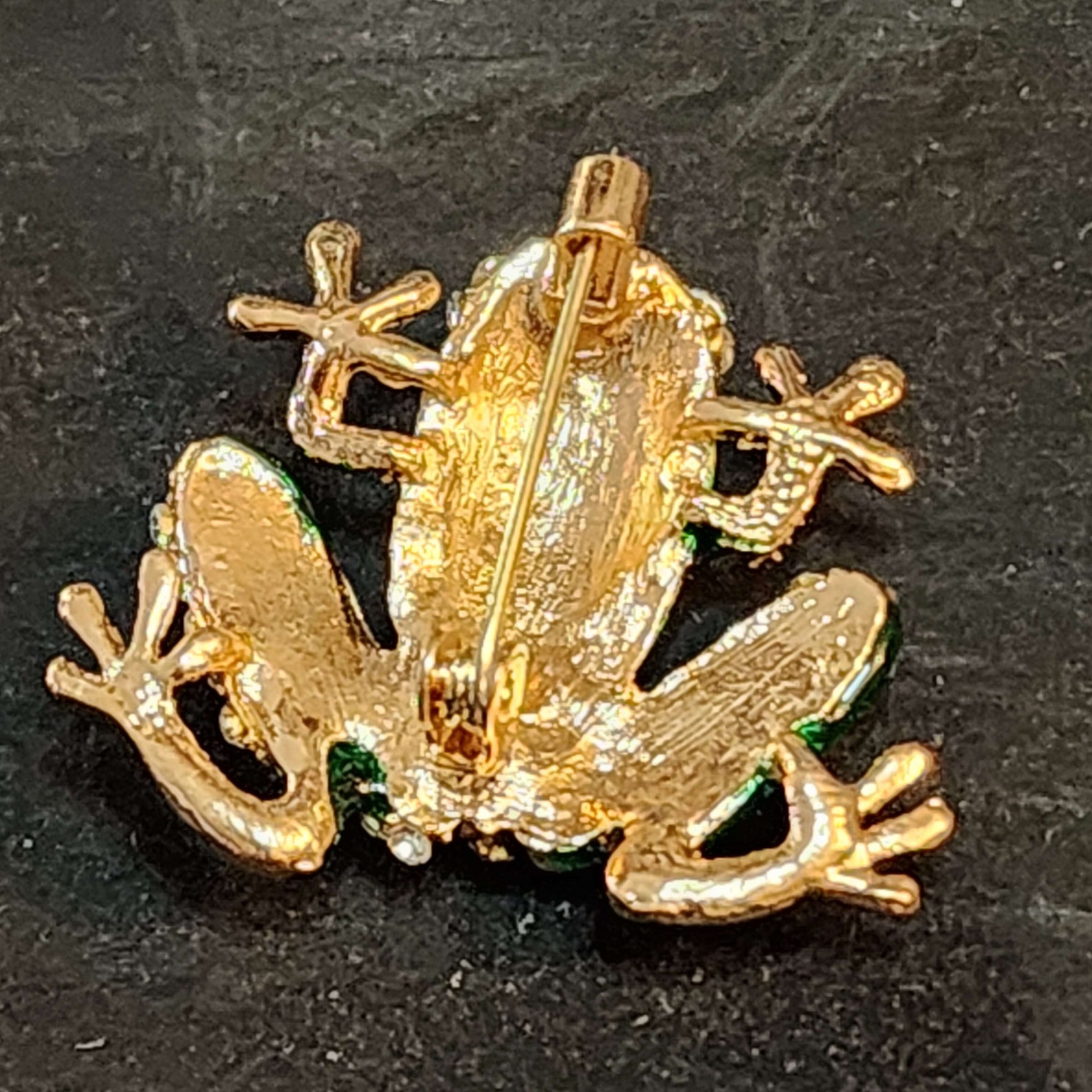 Small Green Frog Brooch, Gold Frog Lapel Pin With Rhinestones - Etsy