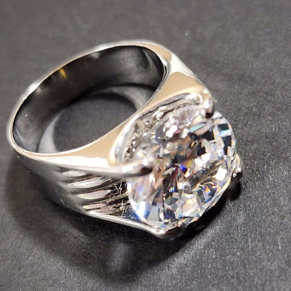 Size 6 Vintage Large Solitaire Engagement Ring Silver Women s Ring Faux Diamond Ring Clear 11.5mm CZ Etsy Australia