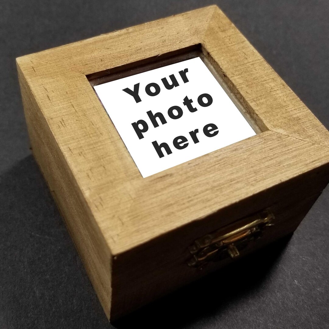 Rustic Photo Box, 2.6 Inch Small Wooden Jewelry Box, Wood Favor Box ...