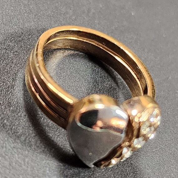 Vintage Size 5 Two Piece Interlocking Heart Ring Two … - Gem