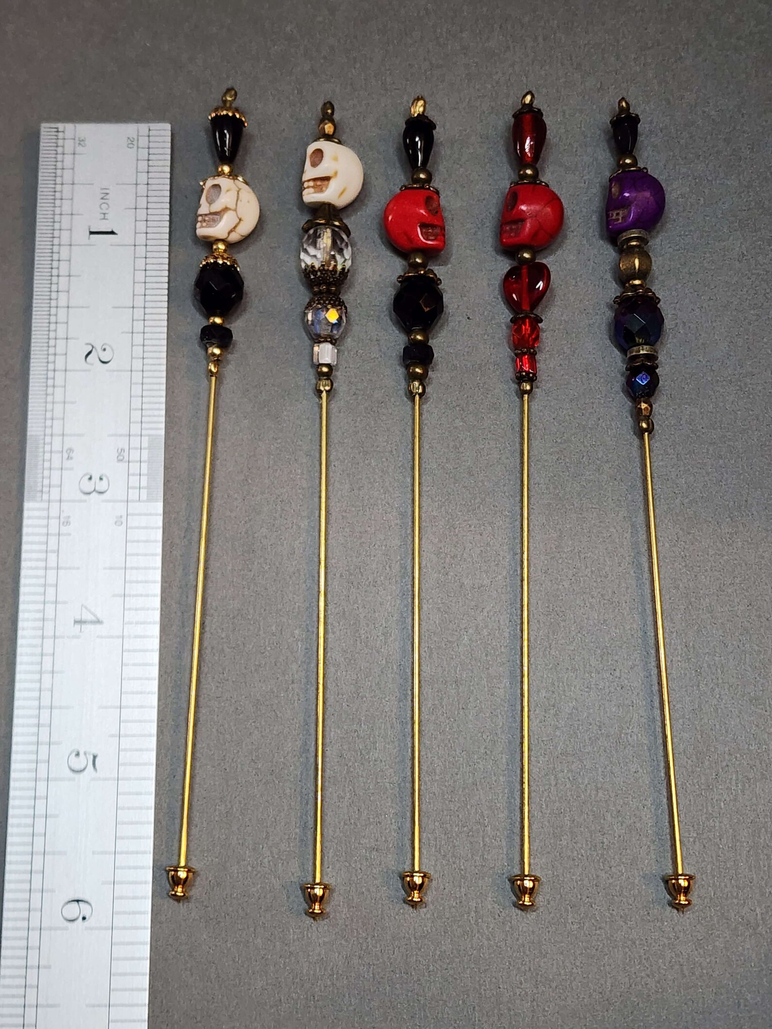 Skull 6 Inch Hat Pin, Sturdy Stick to Use With Cap Clutch, Halloween ...