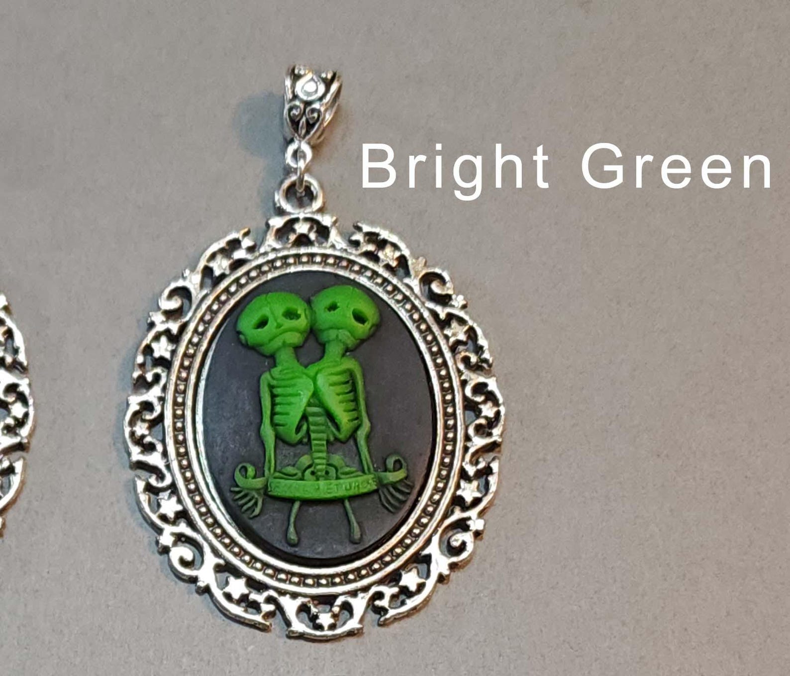 Two-headed Skeleton Cameo Necklace, Goth Halloween Pendant Vintage ...